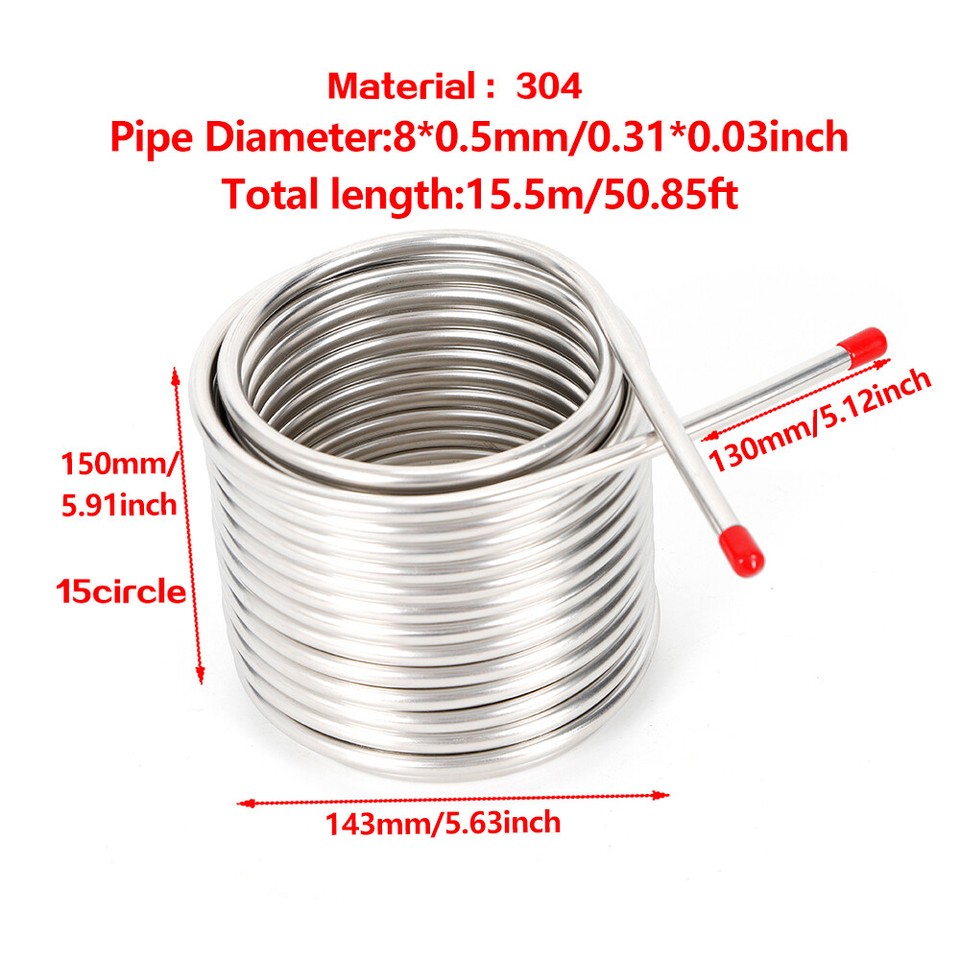 Brew Supply Deluxe Stainless Steel Wort Chiller Cooling Coil Pipe ...
