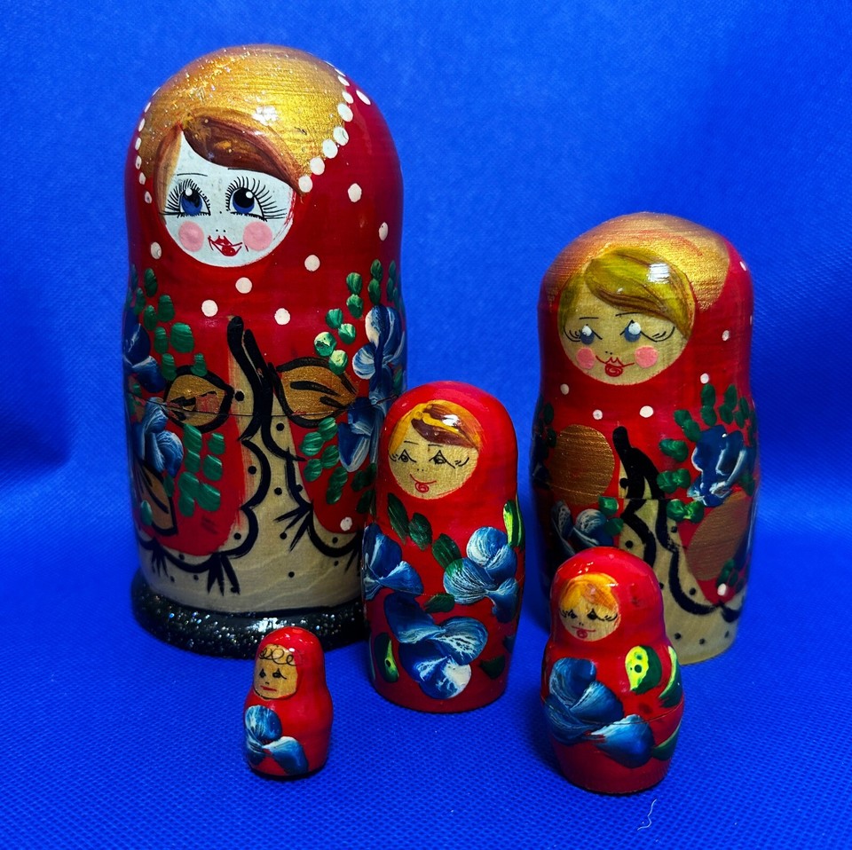 🙌Ukrainian🔥Matryoshka (nesting) dolls USSR Soviet, art hand-painted 5 ...