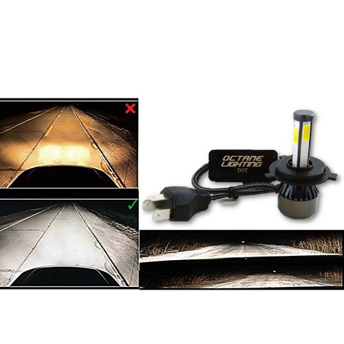 4X6" LED Crystal Clear Glass Metal Headlight 4000Lm H4 Light Bulb ...