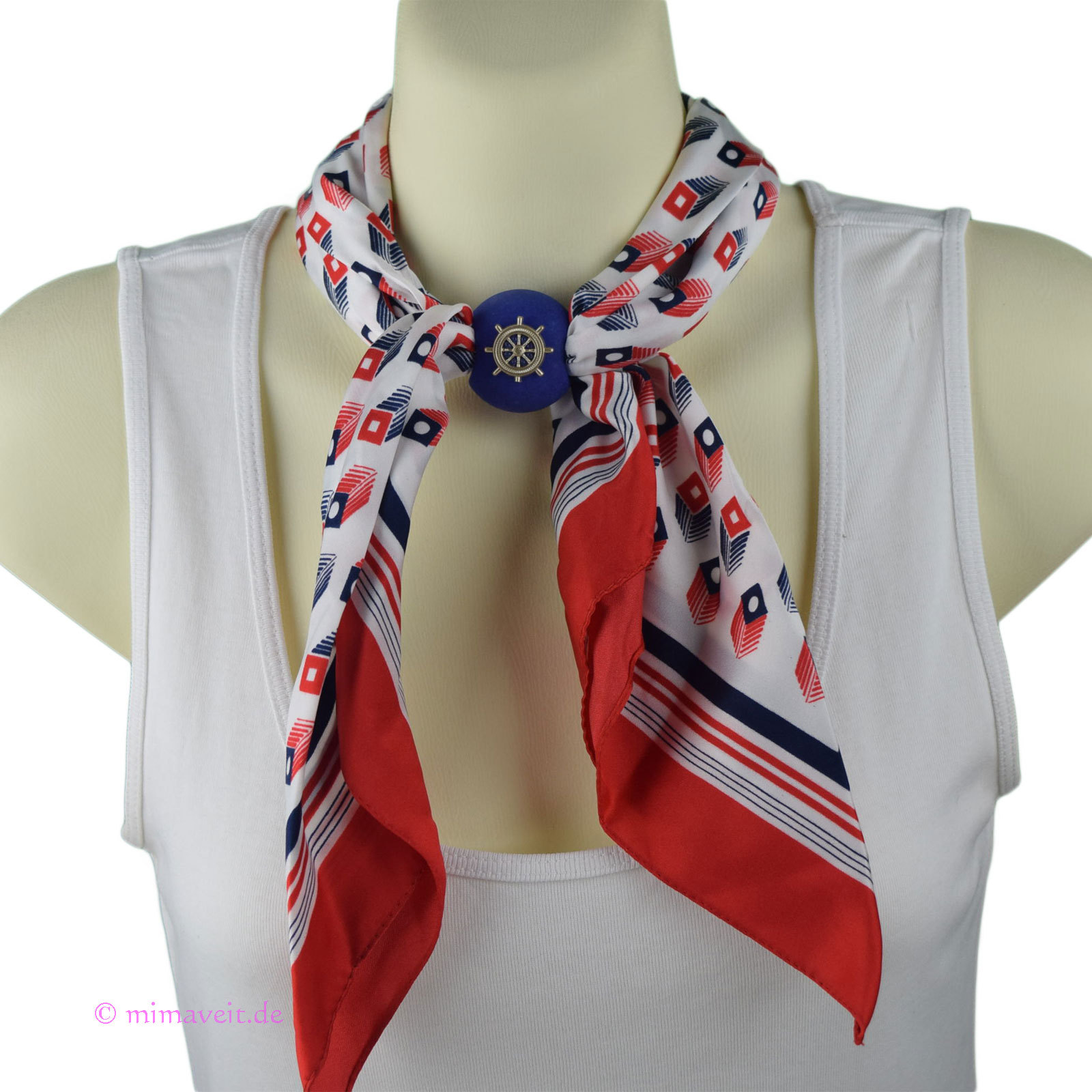 Halstuch Tuch rot mit Marine Anhänger Schalhalter Seestern Steuerrad ...