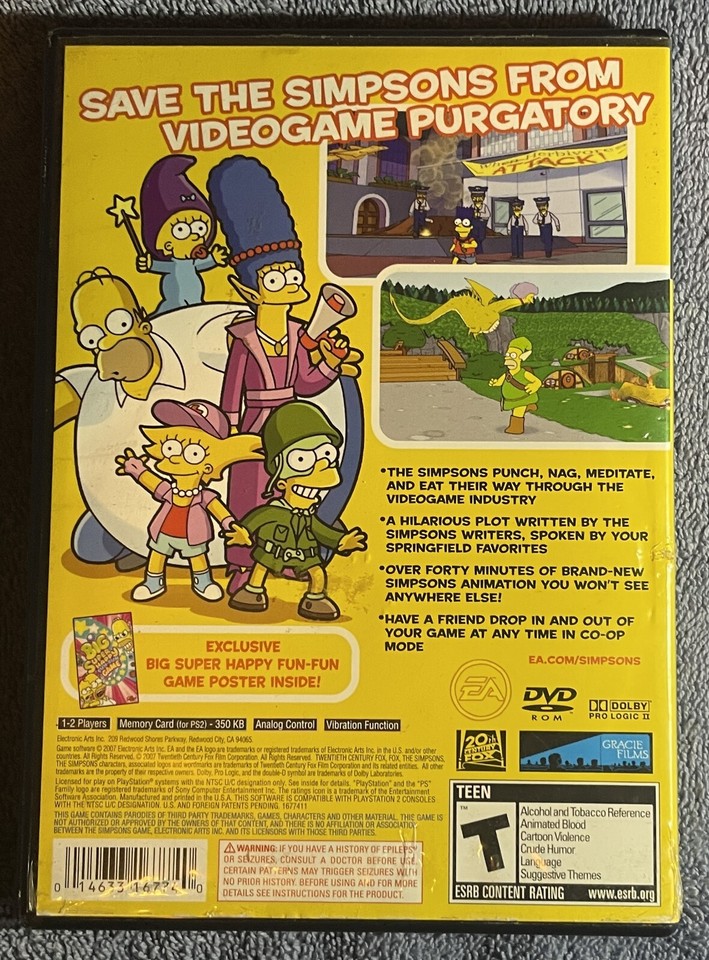 Simpsons Game Sony PlayStation 2 PS2 Black Label No Manual VERY GOOD ...