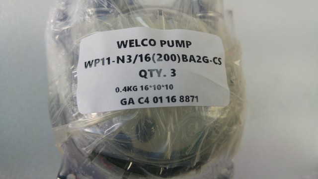 WELCO PUMP WP11-N3/16(200)BA2G-CS STRATASYS for sale online | eBay
