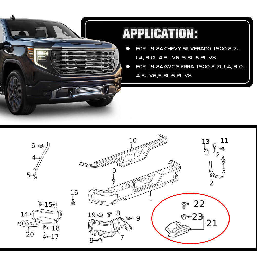 Pair Exhaust Tips Bezels Fit for Chevy Silverado 1500 GMC Sierra 1500 ...