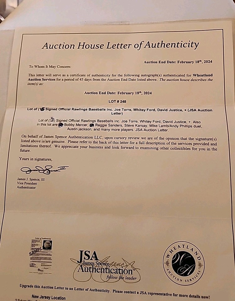 4 Yankees on Autographed Ball K Lofton #29, T Clark, H Bush, Luis Sosa ...