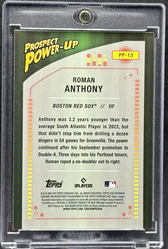 Roman Anthony RARE ROOKIE REFRACTOR BOWMAN CHROME INVESTMENT CARD SSP ...