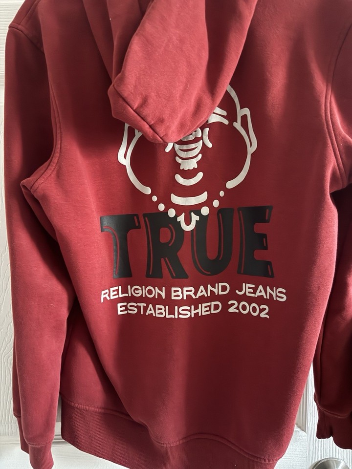Red True Religion Zip-Up Slightly worn zip up Medium Missing draw ...
