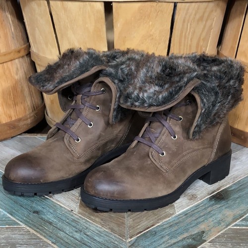 Clarks Reunite Up Goretex Leather Waterproof Faux Fur Roll-Down Boot ...