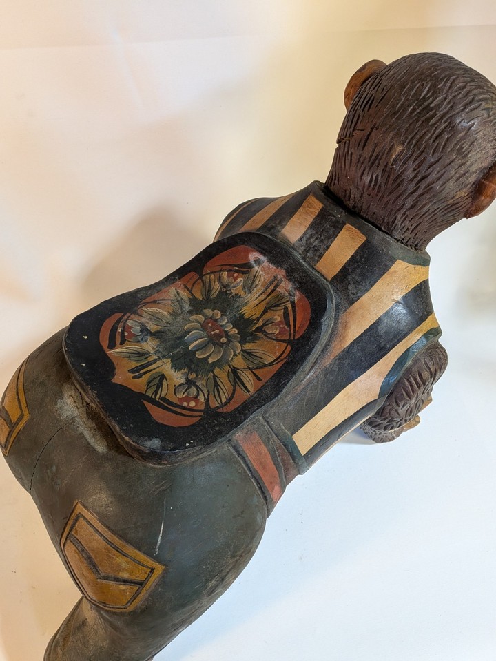 Antique Carved Wooden Monkey Carousel Carnival Folk Art Circus ...