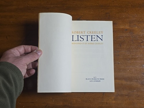 Listen by Robert Creeley - Black Sparrow Press 1972 | eBay