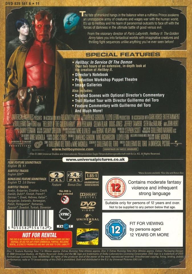 Hellboy II: The Golden Army (2008) 2-Disc Special Edition DVD, Ron ...