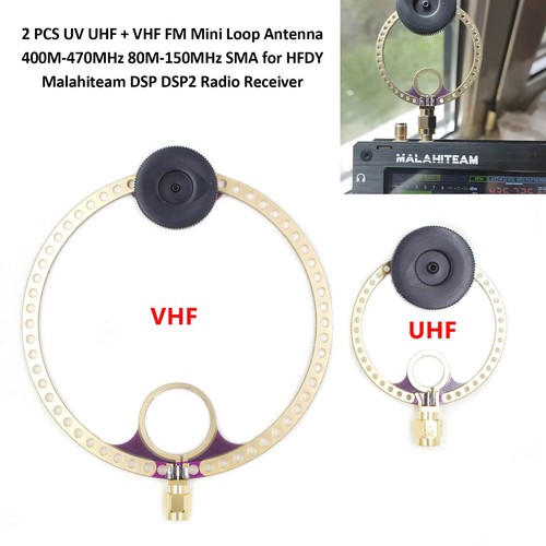 2 X Donut VHF UHF FM Mini Loop Antenna 400M-470MHz 80M-150MHz SMA Loop ...