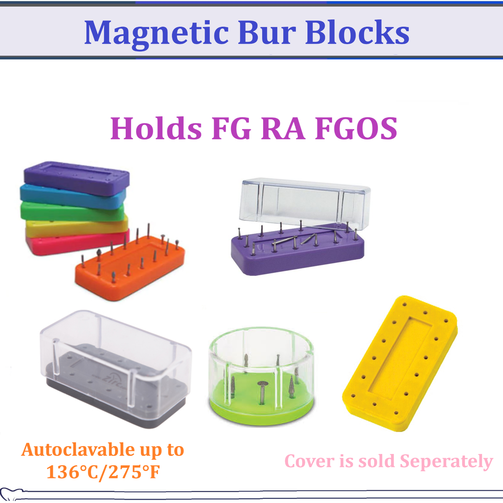 Magnetic Round Dental Lab Bur Block Holder For FG & RA, FGOS, 7 / 14 or ...