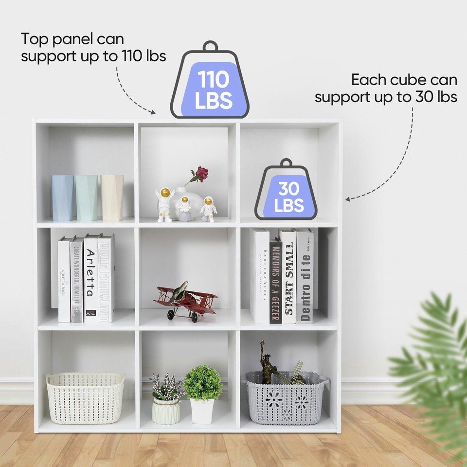 Multi-Color 9 Cube Storage Shelf Organizer Wooden Bookshelf Display ...