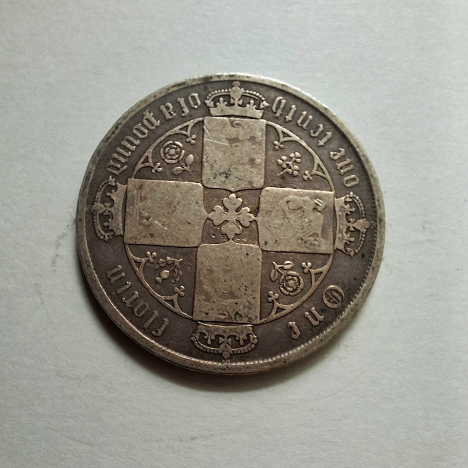 1872 Great Britain Queen Victoria Gothic Silver Florin Fine-Very Fine ...