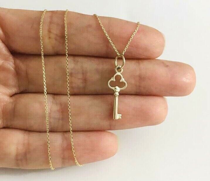 10K Solid Gold Key Pendant - 0.86" 3D Solid Key 10K Solid Gold Necklace ...