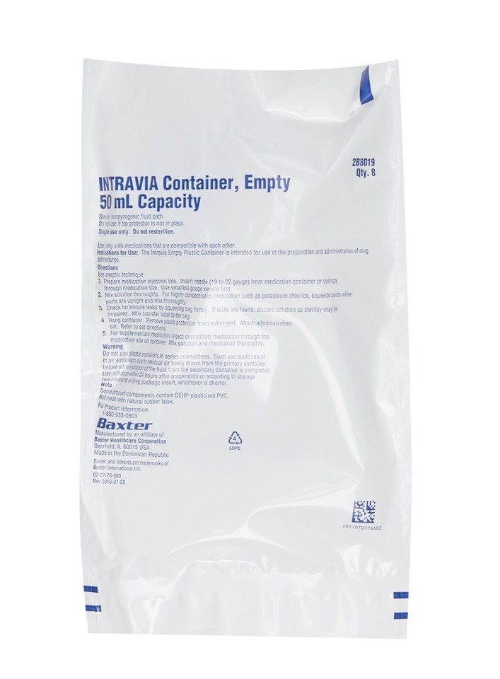 *8-Pieces* Baxter Intravia Container 50 mL Sterile 2B8019 | eBay