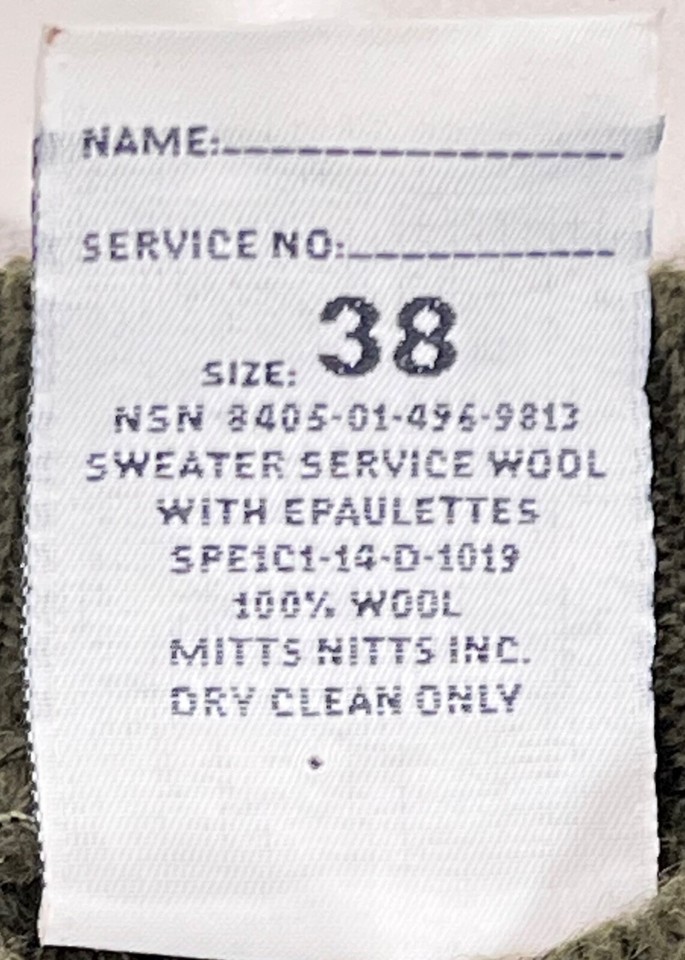 New USMC Woolly Pully Wool Military Service Sweater OD Green Size 38 | eBay