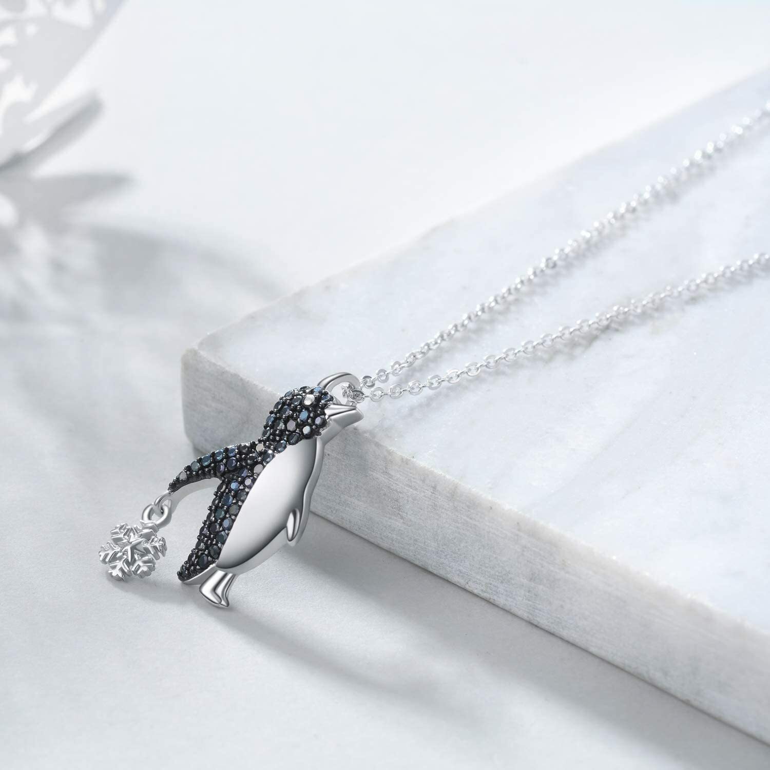 S925 Sterling Silver Penguin Necklace Pendant Jewelry for Women CZ ...