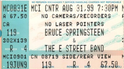 Vintage 1999 Bruce Springsteen Concert Ticket Stub Washington DC | eBay