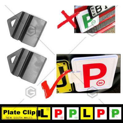 2PCS Black Clip It On Plate Clips for Car NO Licence And P/L Plate Easy ...