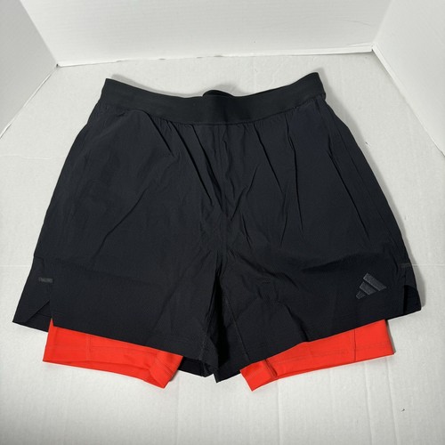 Adidas POWER WORKOUT 2 In 1 Shorts 7" Black Mens HY0778 Slim Fit ...