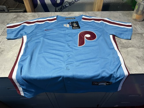 NWT Nike Philadelphia Phillies Powder Blue Alec Bohm Jersey Size Medium ...