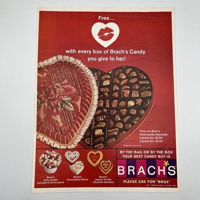 Brachs 1966 Vintage Promo Print Ad 10"x13" Valentines Day Chocolates ...