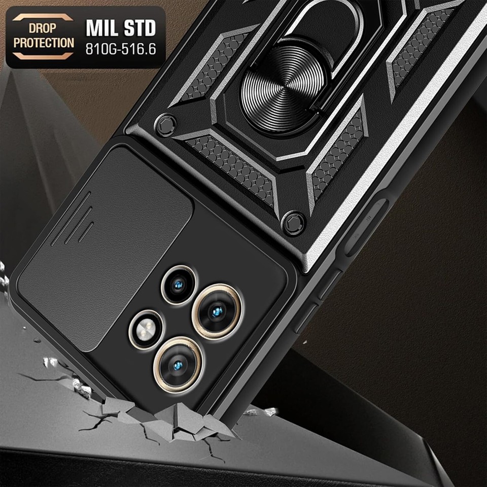 For Motorola Moto G15 Power Case Ring Stand Phone Cover Glass Screen ...