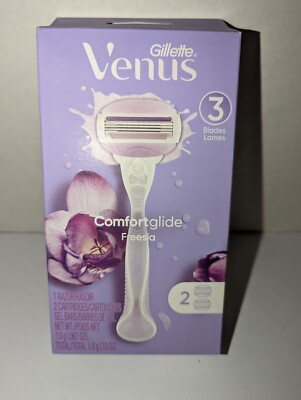 NEW Gillette Venus Comfort Glide Freesia Women's Razor & 2 Cartridges ...