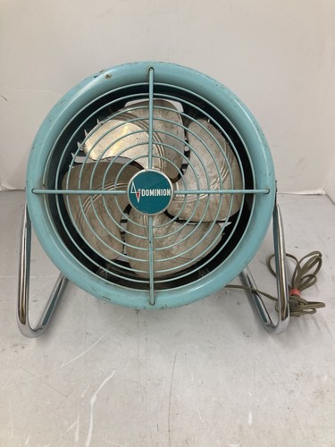 Dominion Fan Aqua Turquoise Blue Vintage 8" Blade Tabletop Mid Century ...