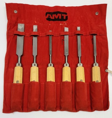 Vtg Set Of 6 AMT Wood Carving Chisels / Woodworking Lathe Tools With ...