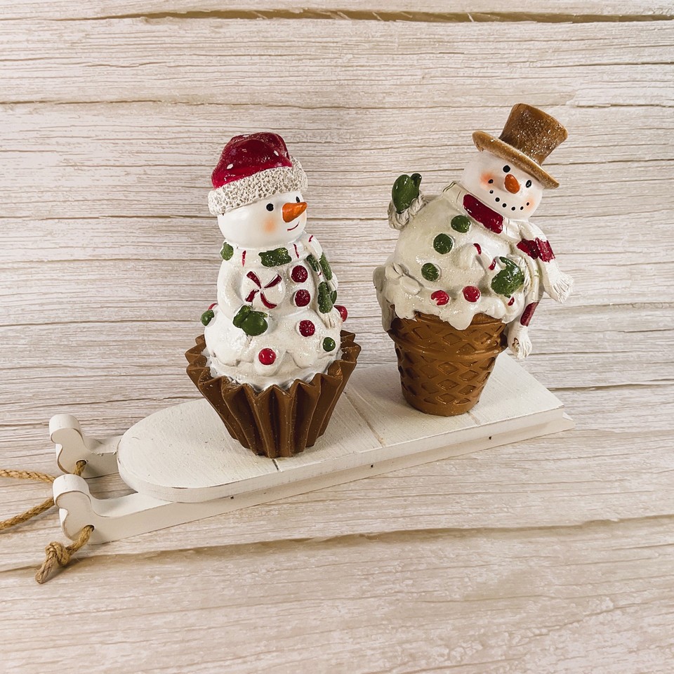 AGSD Christmas Decor - Gingerbread Snowman Cupcake Cone Sled 3pc Set | eBay