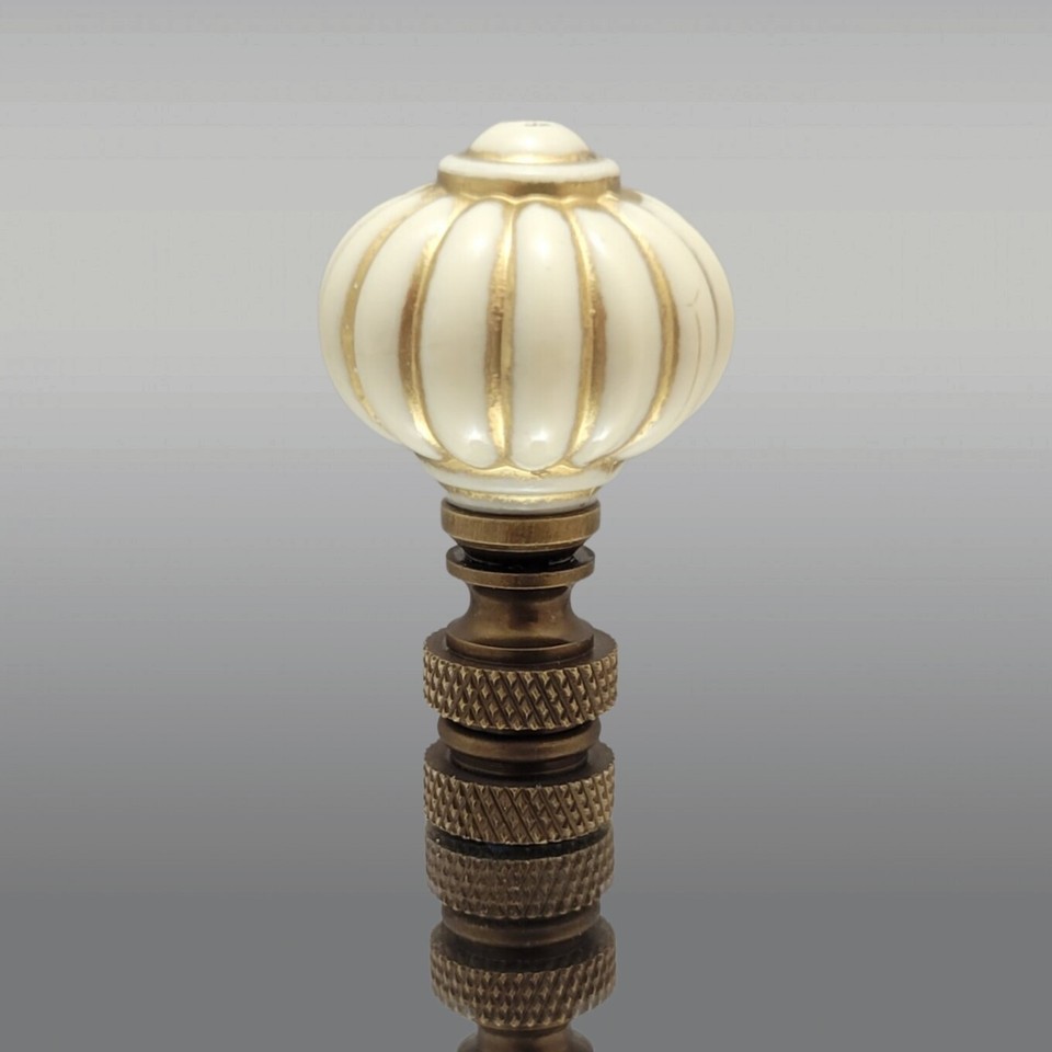 Ivory/Gold, Acrylic, Lenox Style Lamp Finials Polished or Antique Brass ...