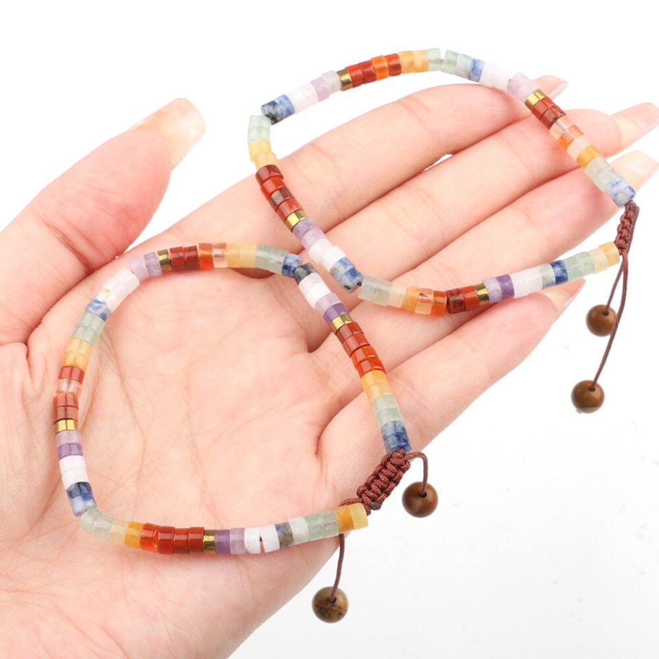 Natural Beaded Crystal Stone Bracelet Handmade Gemstone Dainty Jewelry ...