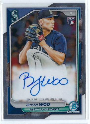 Bryan Woo 2024 Bowman Chrome Auto Rookie On Card RC Seattle Mariners ...