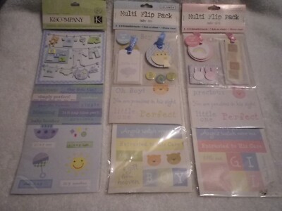 Scrapbook flip pack BABY embellishments K&Company Colorbok boy girl ...