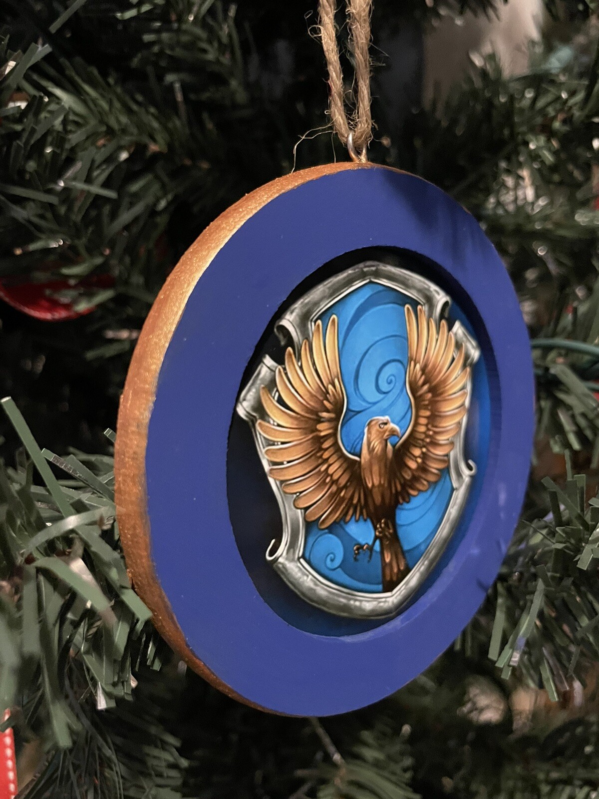 Harry Potter Ravenclaw Crest Round Blue Bronze 3.8" Ornament Christmas ...