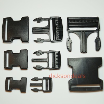 Black Delrin Plastic Side Release Fasteners Squeeze Buckle Clip 20mm to ...