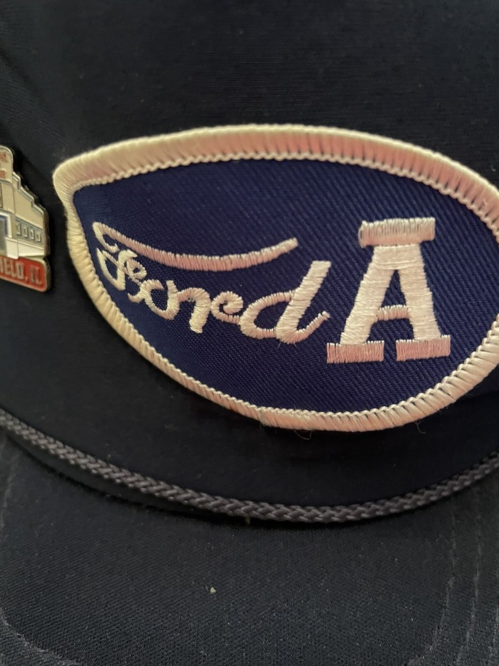 Vintage Ford A SnapBack Patch Blue Trucker Hat Cap Rope Bill Mesh Back ...