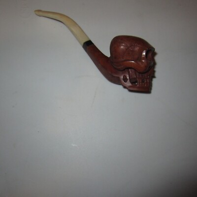 BRIER HIGH CLASS SKELETON FACE PIPE HAND CARVED SILVER BAND? READ MAKE ...