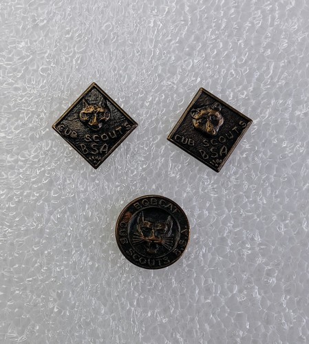 Lot of 3 1960s Cub Scouts BSA Brass Lapel Hat Pins 1/4" Wolf Bear ...