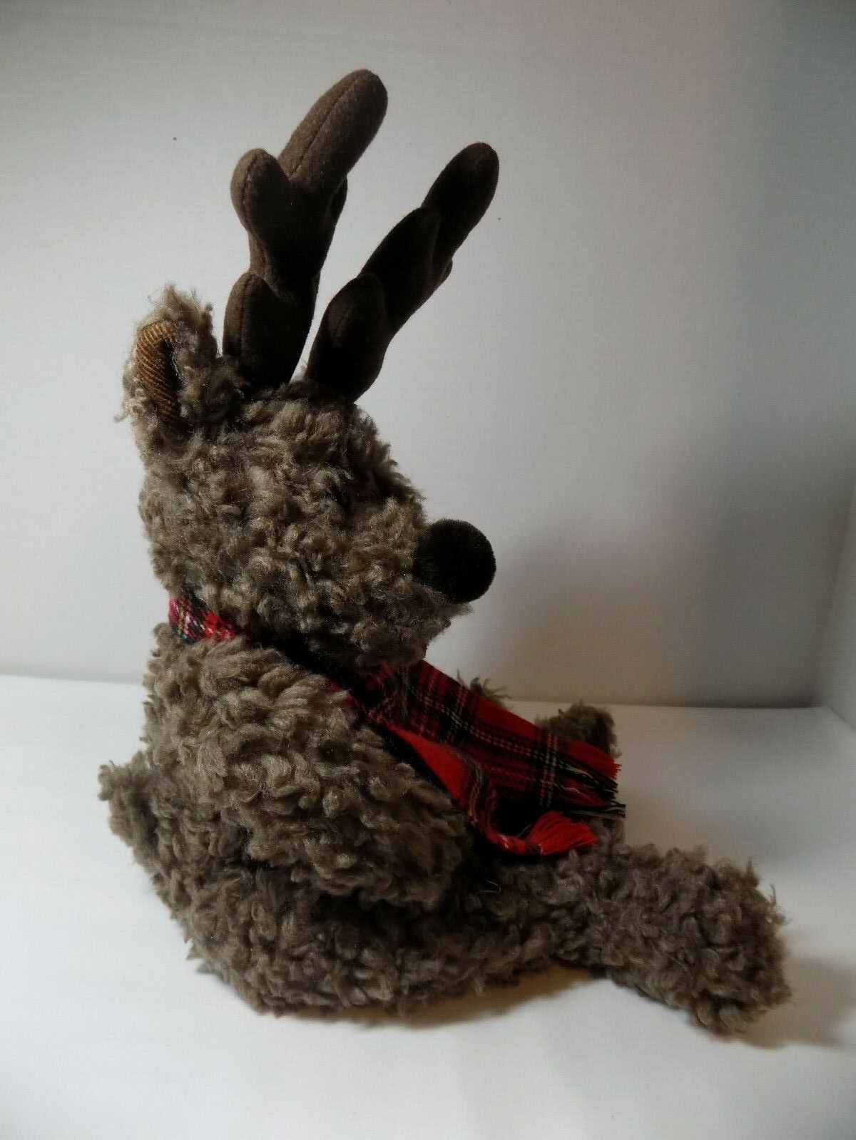 Russ Berrie Soft Plush Stuffed Animal Buck Reindeer Brown Curly Hair ...