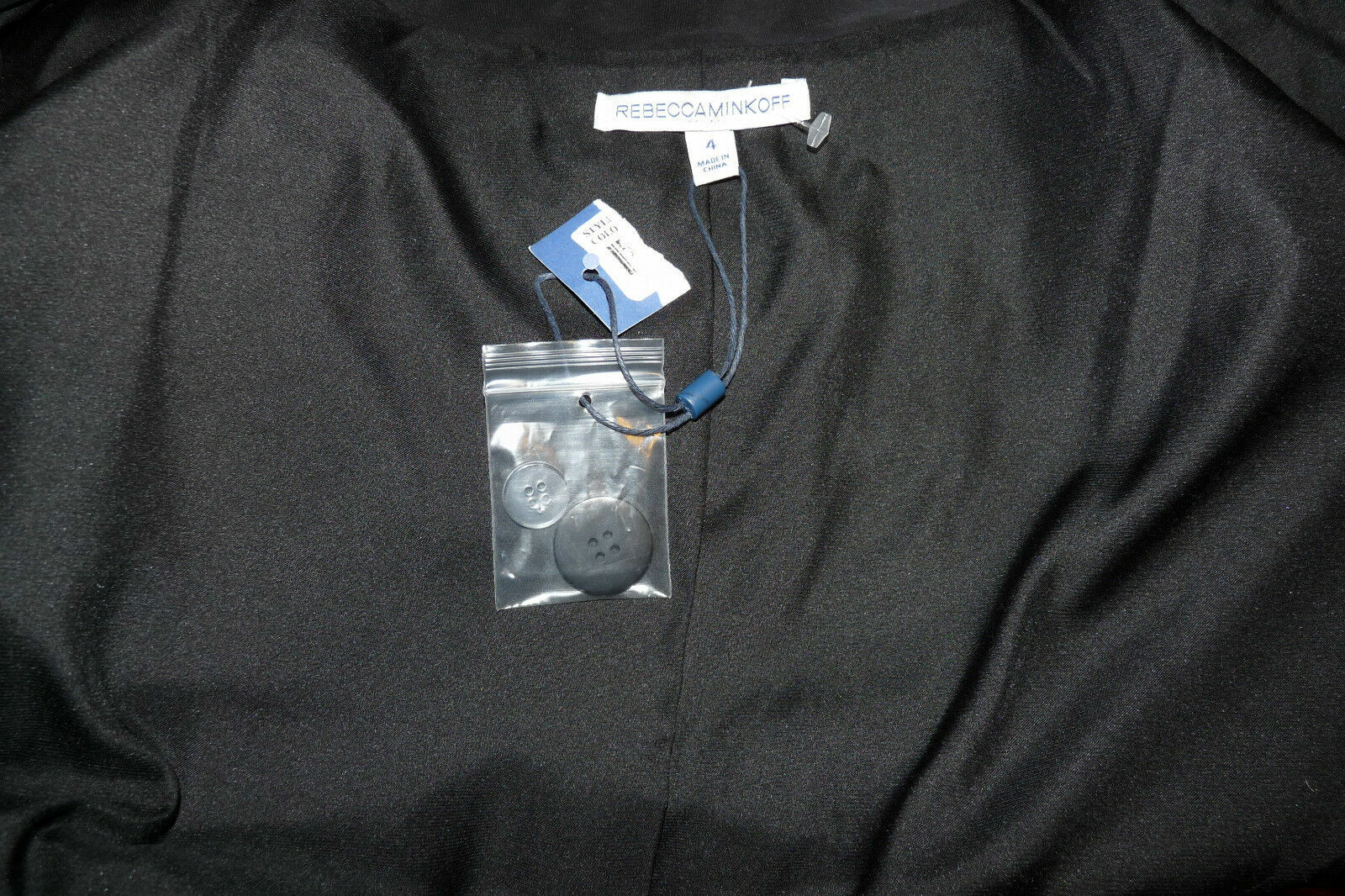 Size 4 Rebecca Minkoff Black 100% Silk Becky Peaked Hem Jacket Blazer ...