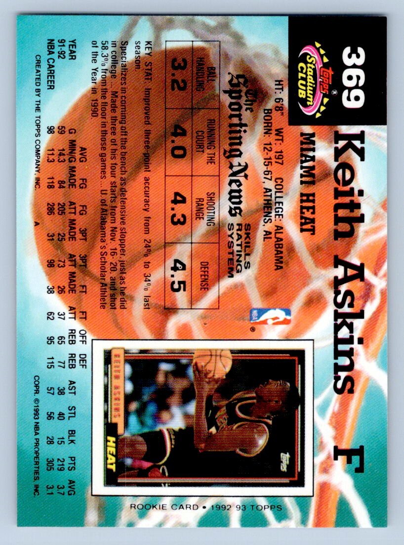1992-93 Topps Stadium Club - Members Only #369 Keith Askins for sale ...