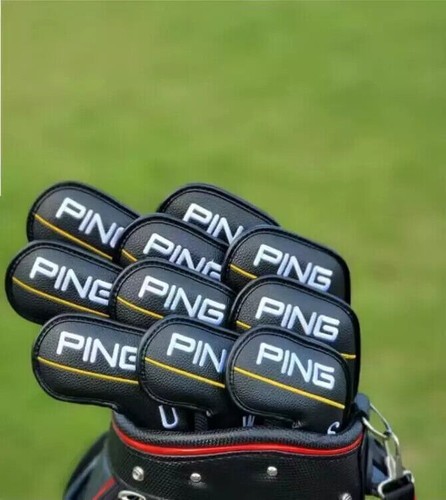 10Pcs Ping Golf Club Iron Head covers PU Leather Magnetic Black 4-9PUWS ...