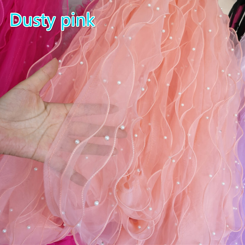 Beads Organza Ruffle Trim Sewing Fabric 3 Layer Frill Mesh Falbala ...