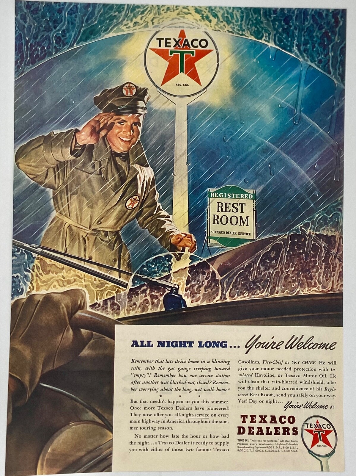 Original 1941 Texaco Ad: All Night Long | eBay