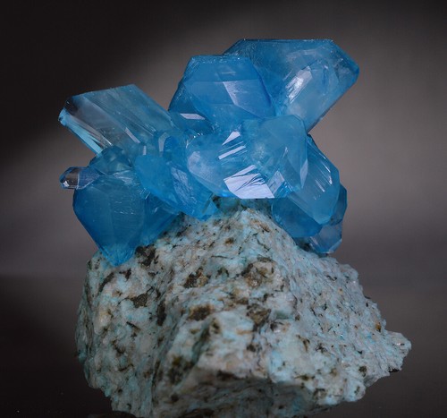 Arcanite crystals on matrix, blue cluster like beryl AQUAMARINE nice ...