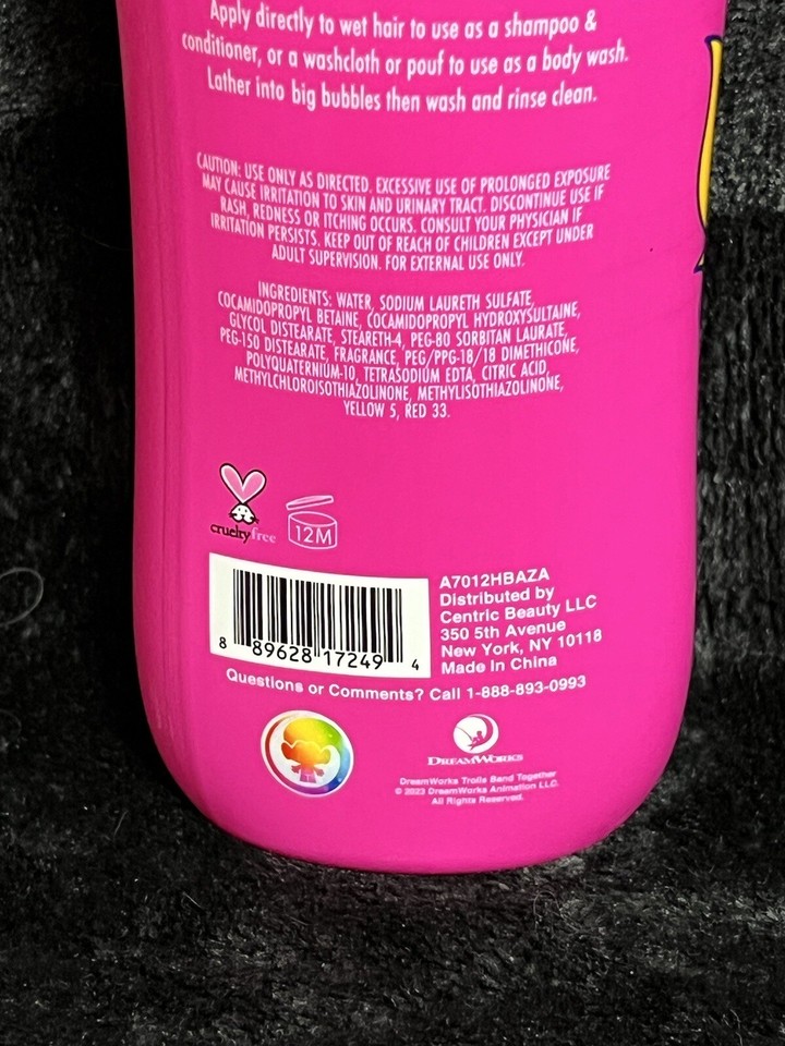 Dream Works Trolls 3-1 Body Wash Shampoo Conditioner Poppin Strawberry ...