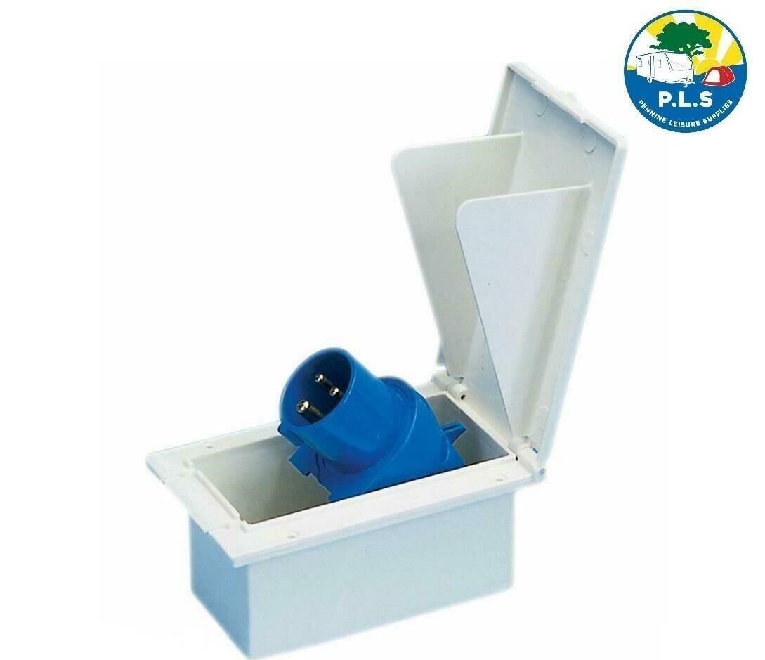 Rectangular Flush 240v Mains Hook Up Inlet White Campervan Motorhome ...